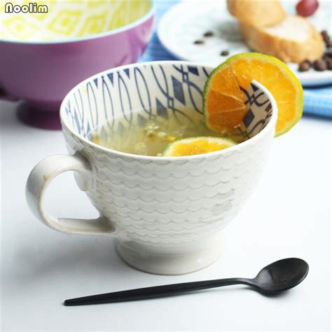 Retro Porcelain Tea Mug Ceramic Hand Painted Offic Grandado
