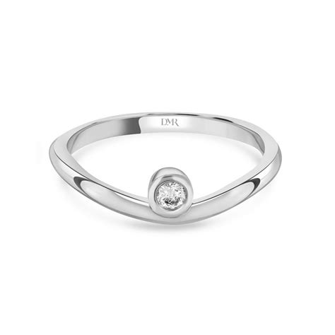 Lunar Diamond Stacking Ring White Gold David M Robinson