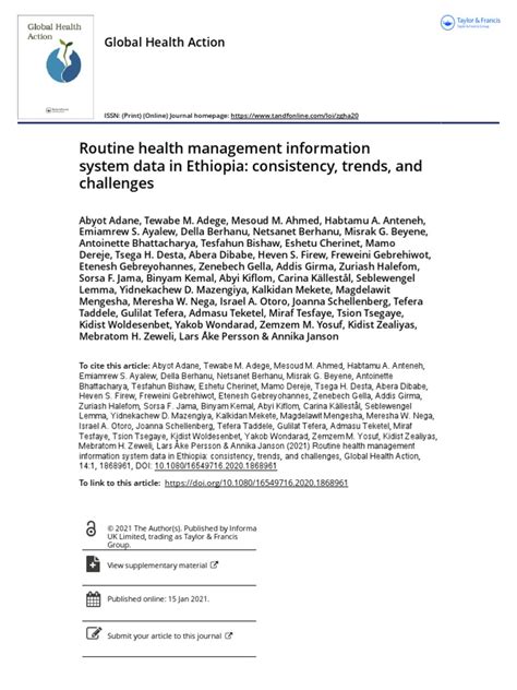 Routine Health Management Information System Data In Ethiopia Consistency Trends And Challenges