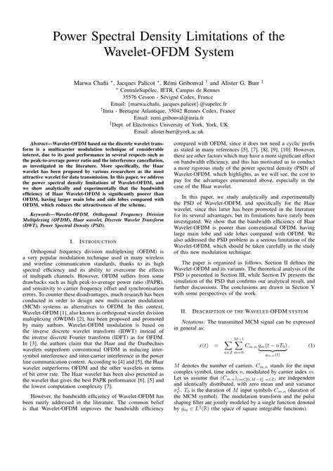 Pdf Power Spectral Density Limitations Of The Wavelet Ofdm System