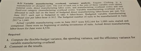 Solved 8 21 ﻿variable Manufacturing Overhead Variance