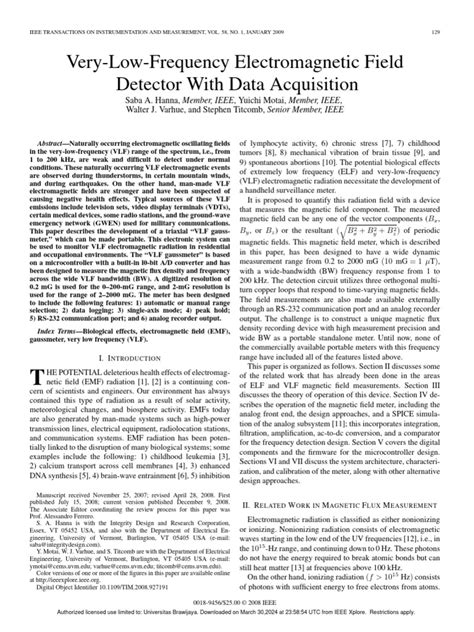 Very Low Frequency Electromagnetic Field Detector With Data Acquisition