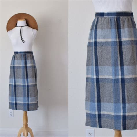 Gray Plaid Skirt Etsy