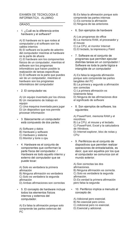 Examen De Tecnologia E Informatica Examen De Tecnologia E Informatica