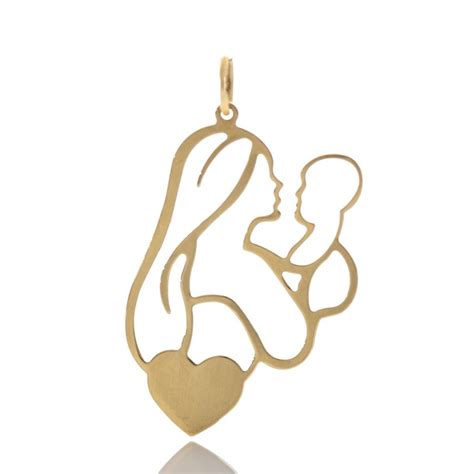Златна висулка Мама и бебе с включено гравиране — Laser Boutique