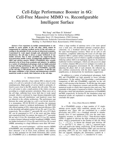 Pdf Cell Edge Performance Booster In 6g Cell Free Massive Mimo Vs