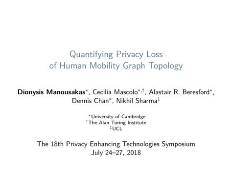 Ppt Quantifying Privacy Loss Of Human Mobility Graph Topology The