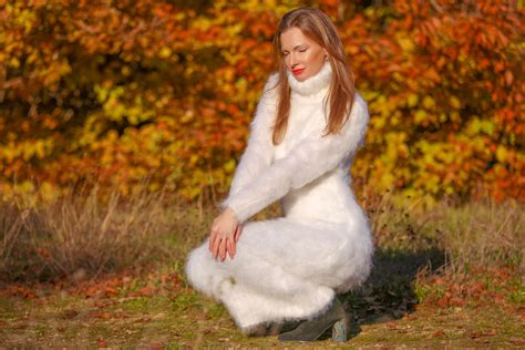 Long Mohair Sweater Dress Hand Knitted Fuzzy Turtleneck Dress Etsy