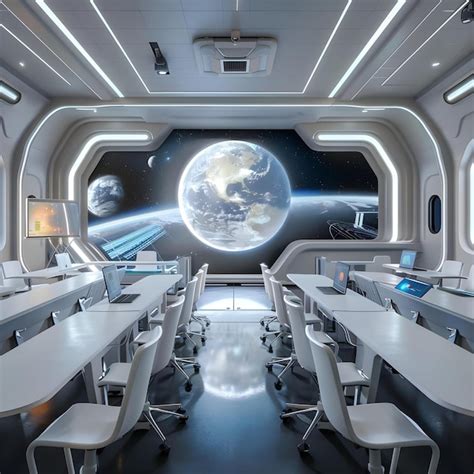 Premium Photo View Of Futuristic And High Tech Classroom For Students