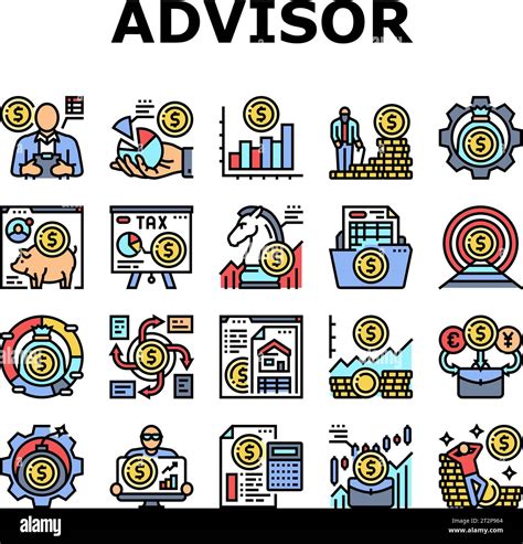 Financial Advisor Meeting Icons Set Vector Stock Vector Image And Art Alamy
