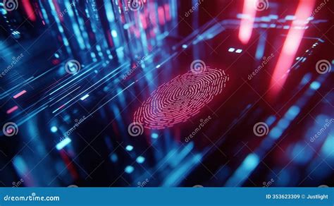 Fingerprint Scanning On Futuristic Cyber Security System Stock Image Image Of Access