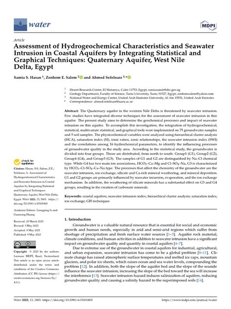 Assessment Of Hydrogeochemical Characteristics And Seawater Intrusion In Coastal Aquifers By