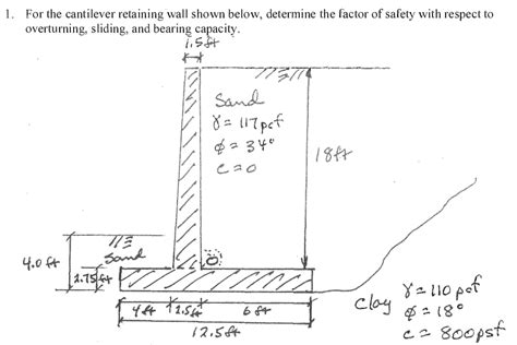 Solved 1 For The Cantilever Retaining Wall Shown Below