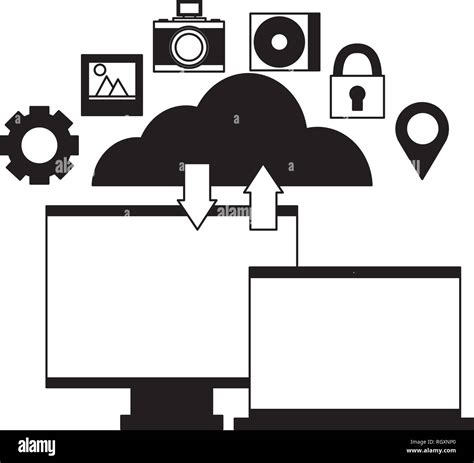 Cloud Computing Monitor Laptop Upload Download Stock Vector Image And Art