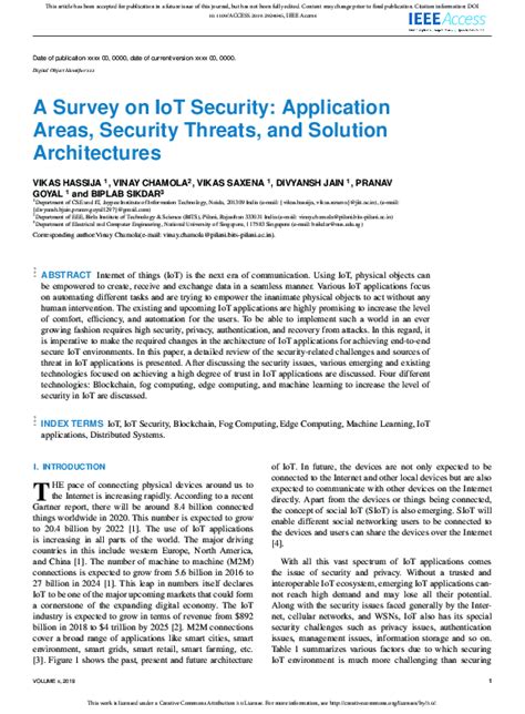 Pdf A Survey On Iot Security Application Areas Security Threats