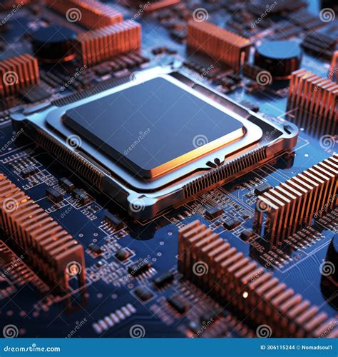 Macro Shot Of Modern Cpu Central Processing Unit Generative Ai Stock