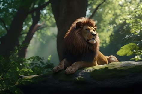 Premium Ai Image Lion In Nature In The Reserve Neural Network Ai Generated
