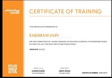 Saksham Jain On Linkedin Training Internship Machinelearning