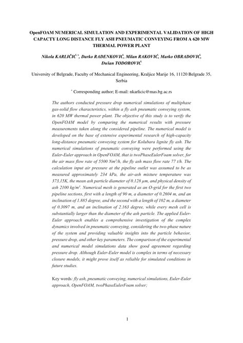 pdf openfoam numerical simulation and experimental validation of high