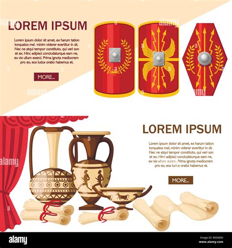 Shields Of Roman Legionary Red Scutum With Yellow Decoration Pattern