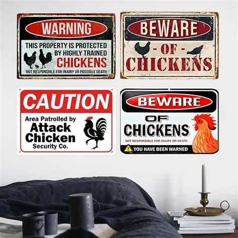 Chicken Coop Tin Sign Beware Chickens Funny Chicken Coop Temu