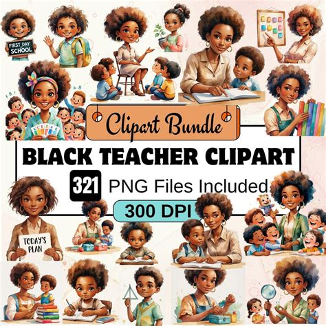 Black Teacher Clipart Bundleafrican American Teacher Pngdiverse