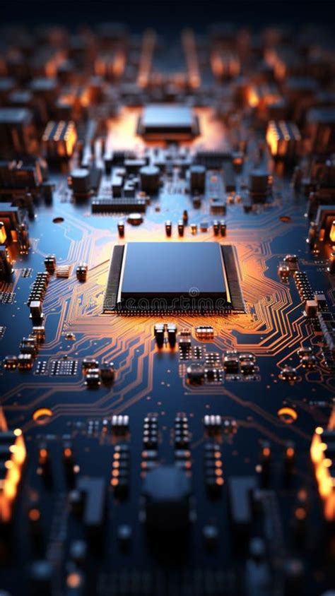 Central Processor On Circuit Board Orchestrates Intricate Electronic Pathways And