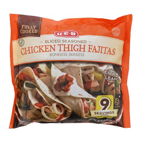 H E B Fully Cooked Seasoned Chicken Thigh Fajitas Texas Size Fig App