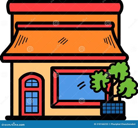 Shop Fronts Flat Color Vector Illustrations Set 187240564