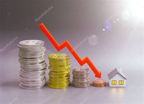 Crisis En El Mercado Inmobiliario Gráfico Rojo De Caída De Los Precios