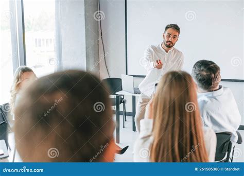 Man Is Teaching And Making Master Class Group Of Professional Business