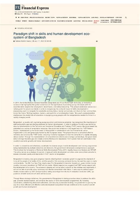 paradigm shift in skills and human development eco system of bangladesh