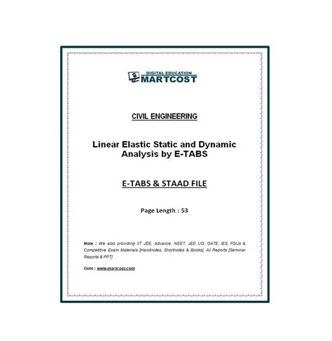 Linear Elastic Static And Dynamic Analysis By E Tabs Digital Education