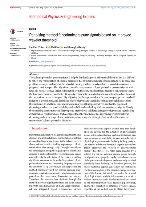 Denoising Method For Colonic Pressure Signals Based On Improved Wavelet