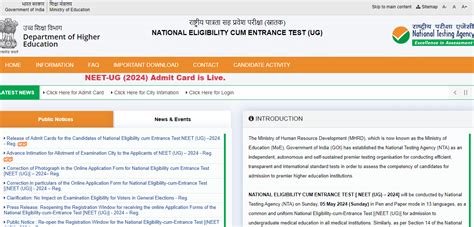 Neet Ug 2024 Admit Card Highlights Nta Neet Hall Ticket Available For