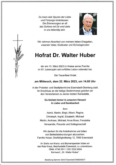 Walter Huber Bestattung Sammer