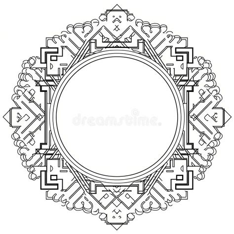 Circle Line Border Frame With Empty Space Mandala Pattern Using Thin