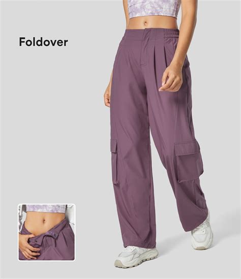 Frauen Hoch Taillierte Einfarbige Wander Cargohose Mit Geradem Bein