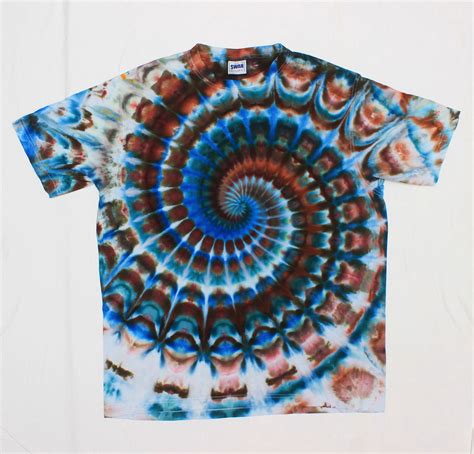 Tie Dye Blue Brown Spiral T Shirt Perfect Psychedelic Shirt Size XXL By