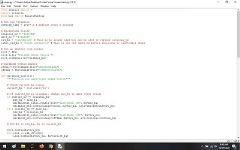 Live Cricket Score Viewer App Using The Python Tkinter Project In
