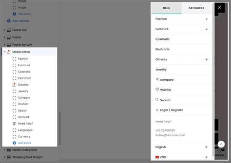 Mobile Menu Config