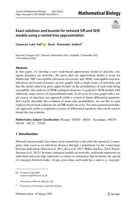 Pdf Exact Solutions And Bounds For Network Sir And Seir Models Using