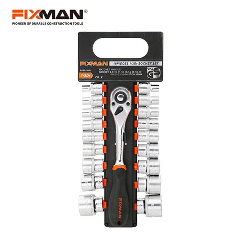 Fixman 19 Pce Socket Set 12dr Socket 8 9 10 11 12 13 14 15 16 17 19 21 22 23 24 27 30 32mm Ratchet