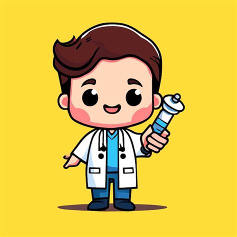 Dynamic Pose Of Tiny Physician Cute Cartoon Doctor Clipart Premium Ai