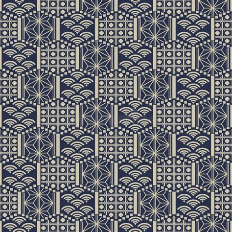 Japanese Hexagon Wave Star Motif Vector Seamless Pattern Stock Vector
