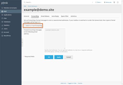 Forwarding Mail In Plesk