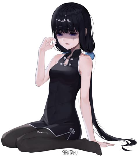 Rule 34 Arm Support Bangs Bare Shoulders Black Dress Black Hair Blend