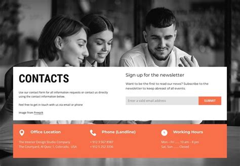 Contacts With Subscribe Form HTML Template By Nicepage