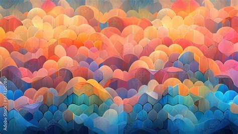 생성형 인공지능으로 만든 유체파통으로 알록달록한 그라데이션 추상적인 배경 Stock Illustration Adobe Stock