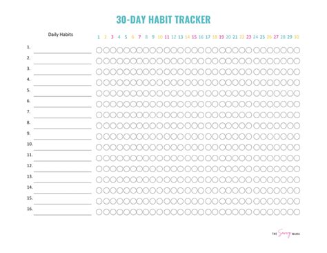 30 Day Tracker Printable Free Free Printables